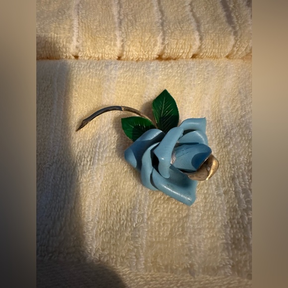 Jewelry | Vintage Metal Blue Rose Brooch | Poshmark